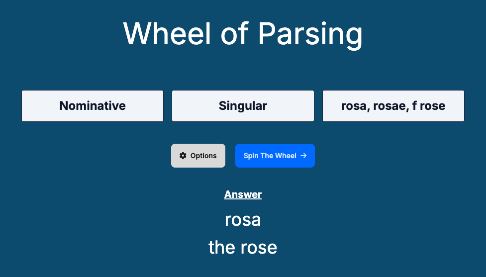 New Latin Review Game: Wheel of Parsing!
